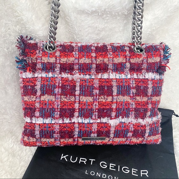 Kurt Geiger | Bags | Kurt Geiger London Large Red Tweed Kensington ...